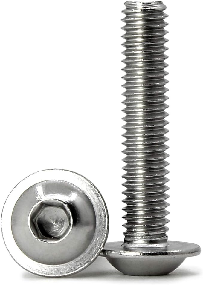 M6-1.0 x 45mm Flanged Button Head Socket Cap Screws, Passivated 18-8 Stainless Steel, Allen ...
