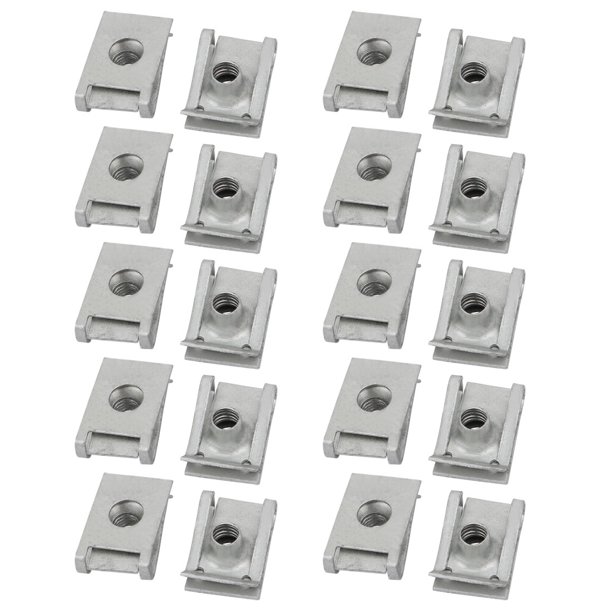 M6 24mmx16mm 65Mn Spring Steel White Zinc Plated Extruded U Nut Clip ...