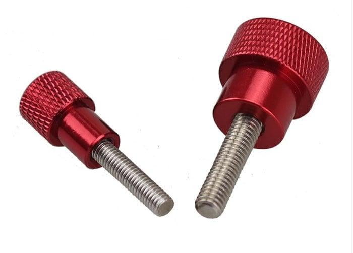 M6 25mm Long Red Aluminum Knurled Head Stainless Steel Thumb Screws ...