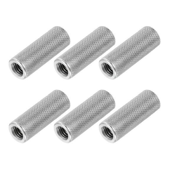 M6 6 Pack 304 Stainless Steel Round Knurled Connector Nuts,0.39"OD x 1. ...