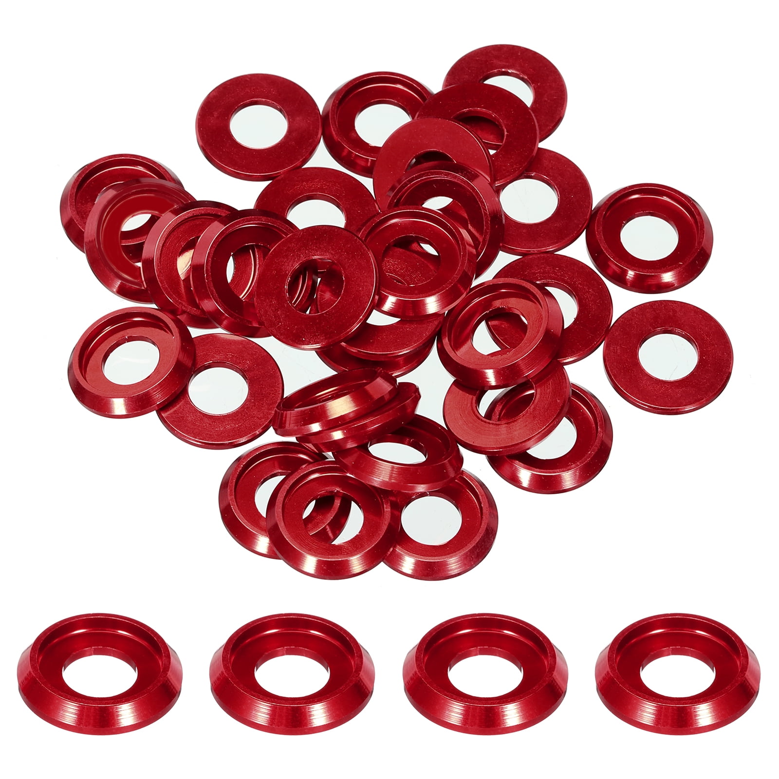 M6 Cone Cup Countersunk Washers,Hole Dia 6mm/0.24" Aluminum 30PCS, Red ...