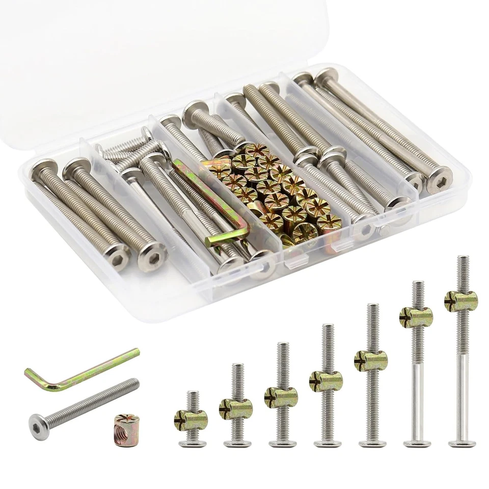 M6 Hex Socket Head Cap Screws And Barrel Nuts Assortment Kit Stainless ...