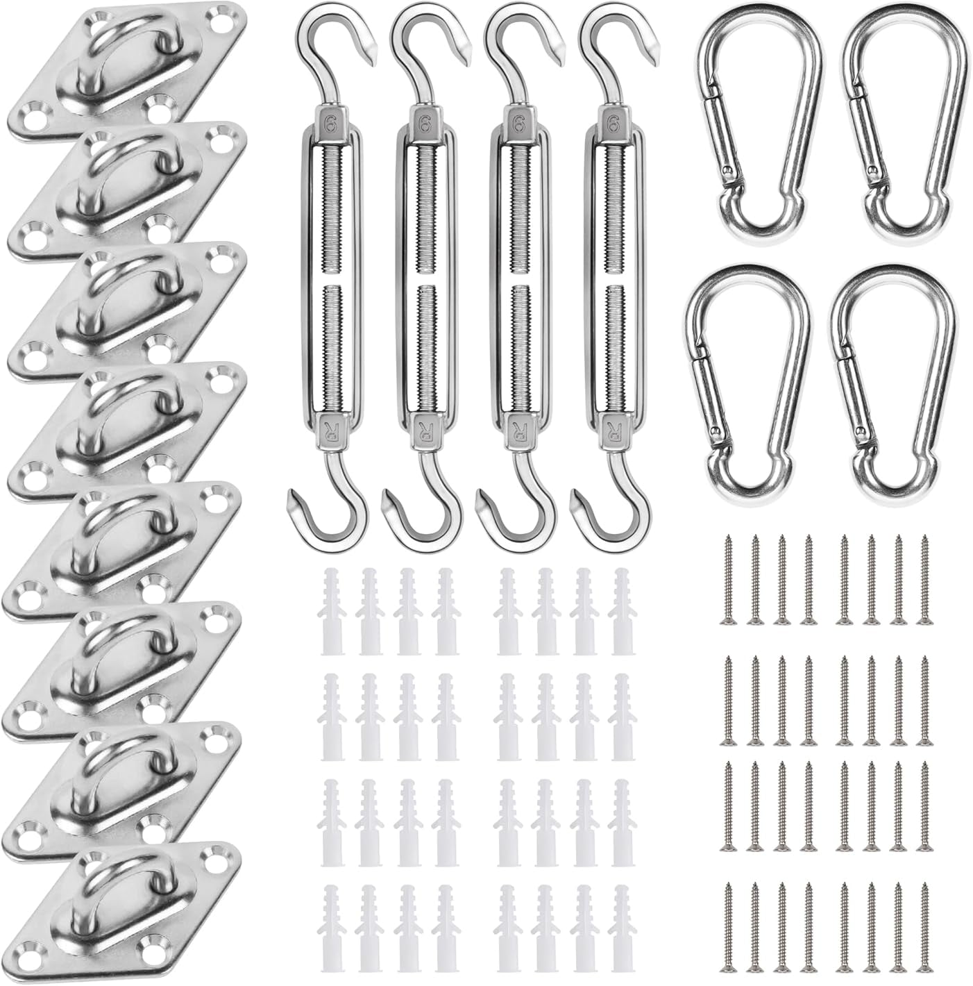 M6 Hook & Hook/C to C Turnbuckle 304 Stainless Steel, Hardware Kit for ...