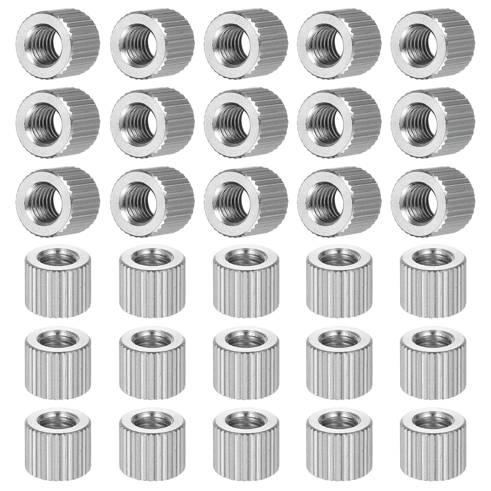 M6 Knurled Thumb Nuts, 30pcs 304 Stainless Steel Flat Head Through Hole ...