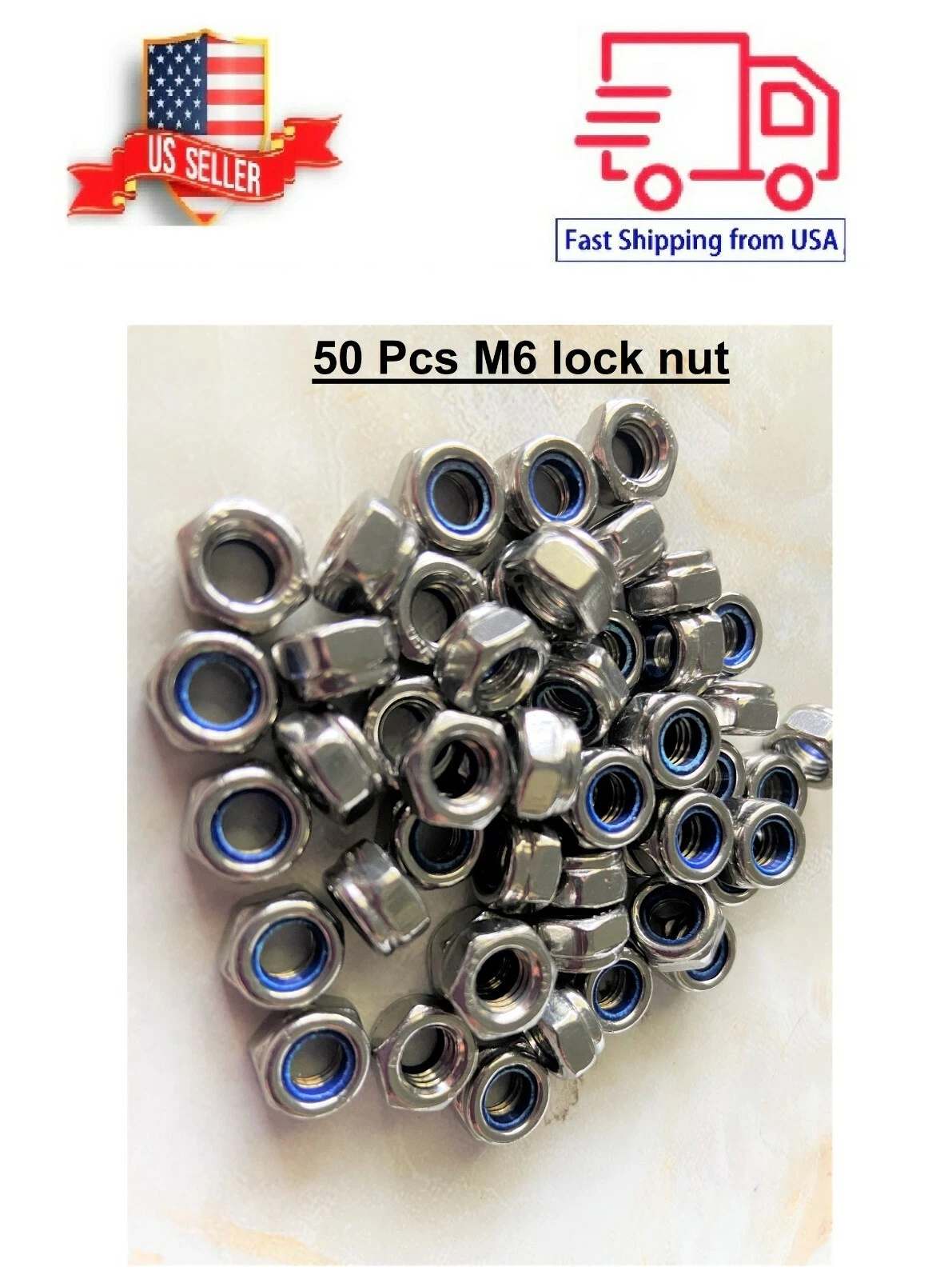 M6 Lock Nut Stainless Steel Nylon Insert Hex Lock Nut - M6X1Mm ...