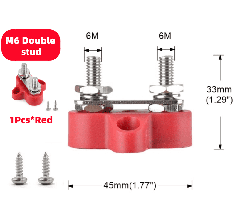 M6 M8 M10 Terminal Block Studs Bus Bar 5/16" 1/4" BusBar Positive Negative Heavy Duty Power ...