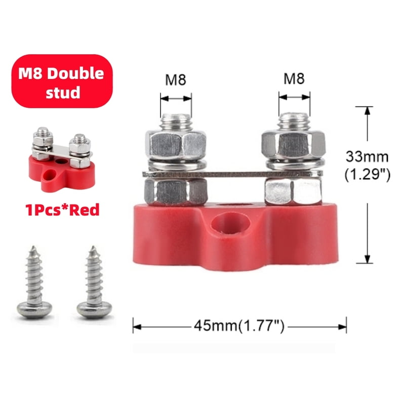 M6 M8 M10 Terminal Block Studs Bus Bar 5/16" 1/4" BusBar Positive Negative Heavy Duty Power ...