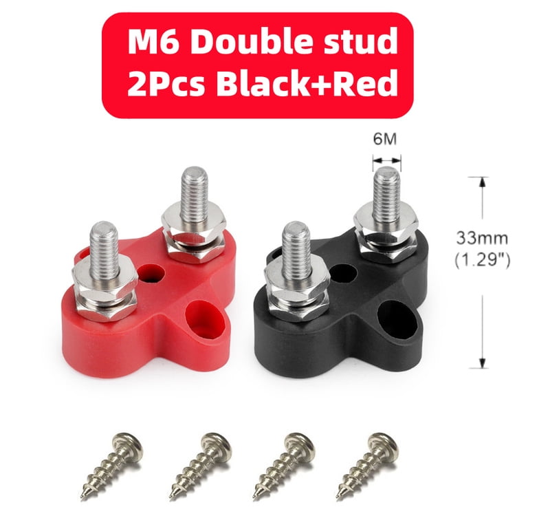 M6 M8 M10 Terminal Block Studs Bus Bar 5/16" 1/4" BusBar Positive ...