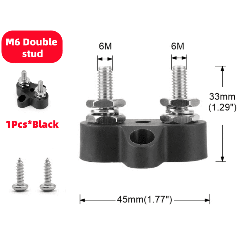M6 M8 M10 Terminal Block Studs Bus Bar 5/16" 1/4" BusBar Positive Negative Heavy Duty Power ...