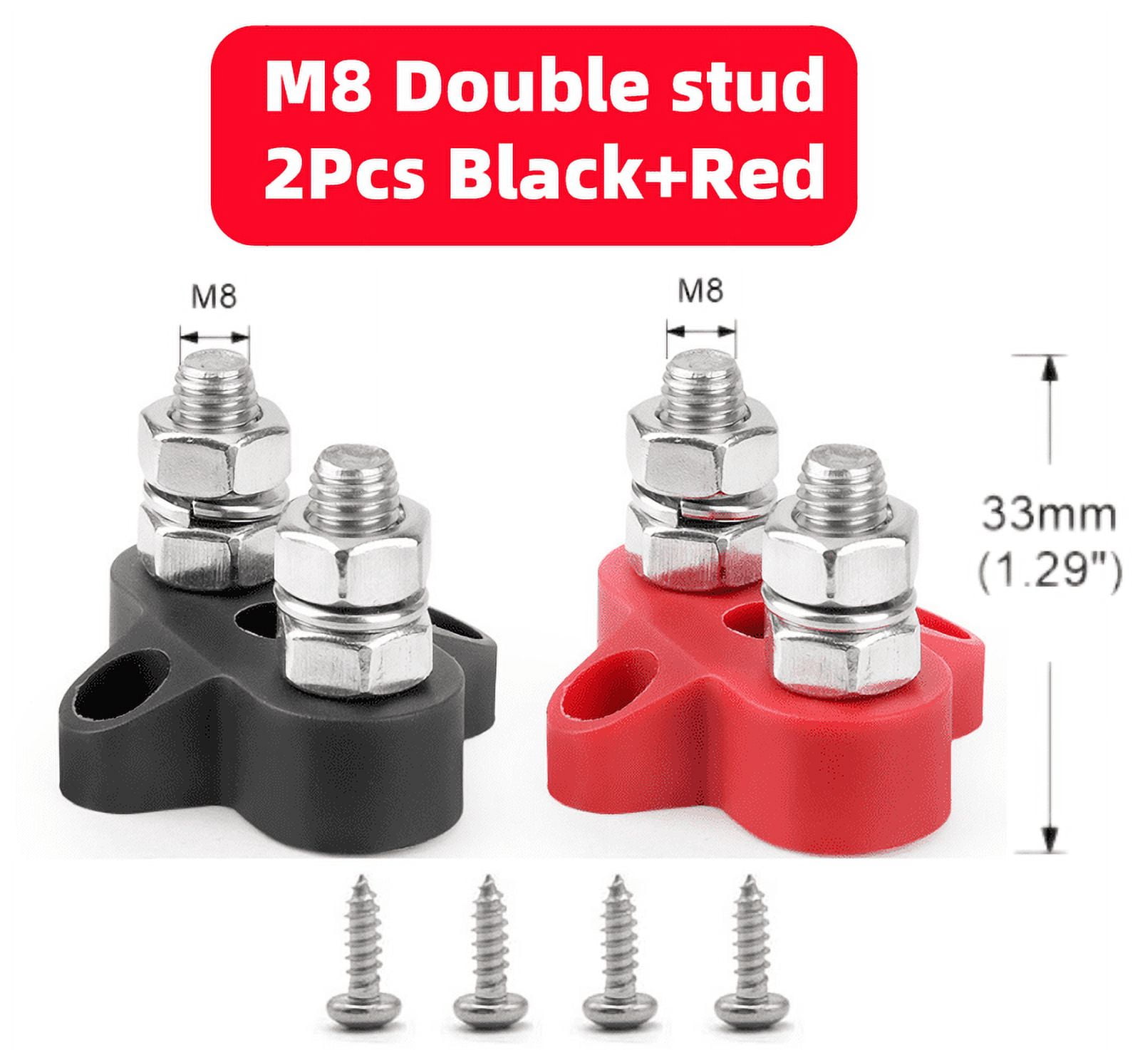 M6 M8 M10 Terminal Block Studs Bus Bar 5/16" 1/4" BusBar Positive Negative Heavy Duty Power ...