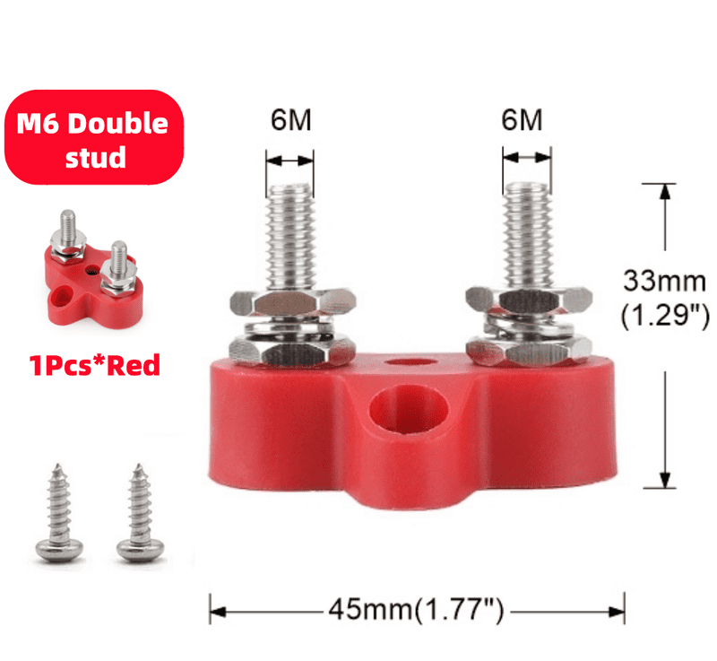 M6 M8 M10 Terminal Block Studs Bus Bar 5/16" 1/4" BusBar Positive Negative Heavy Duty Power ...