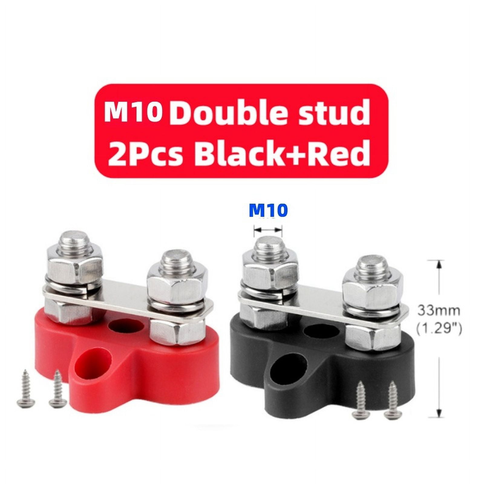 M6 M8 M10 Terminal Block Studs Bus Bar 5/16" 1/4" BusBar Positive Negative Heavy Duty Power ...