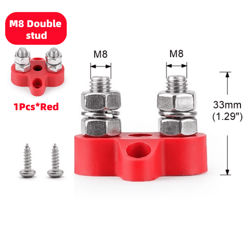 M6 M8 M10 Terminal Block Studs Bus Bar 5/16" 1/4" BusBar Positive Negative Heavy Duty Power ...