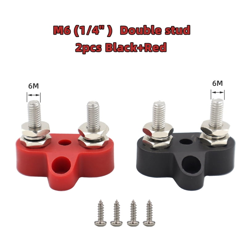 M6 M8Terminal Block Stud 5/16" 1/4" BusBar Positive Negative Heavy Duty Power Distribution Stud ...