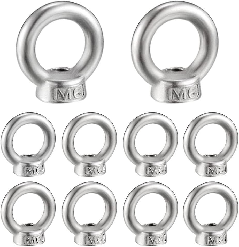M6 Ring Nut - 10 Pcs 304 Stainless Steel Lifting Eye Nut for ...