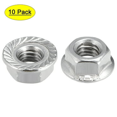 1/4-20 Serrated Flange Hex Lock Nuts 304 Stainless Steel 10 Pcs ...