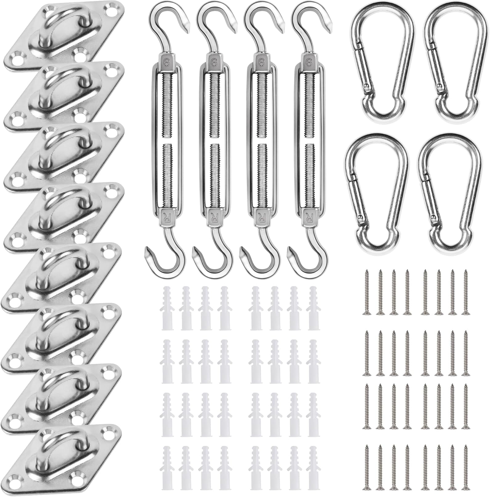 M6 Sun Shade Sail Fixings Kit | Heavy Duty Stainless Steel Hardware for ...