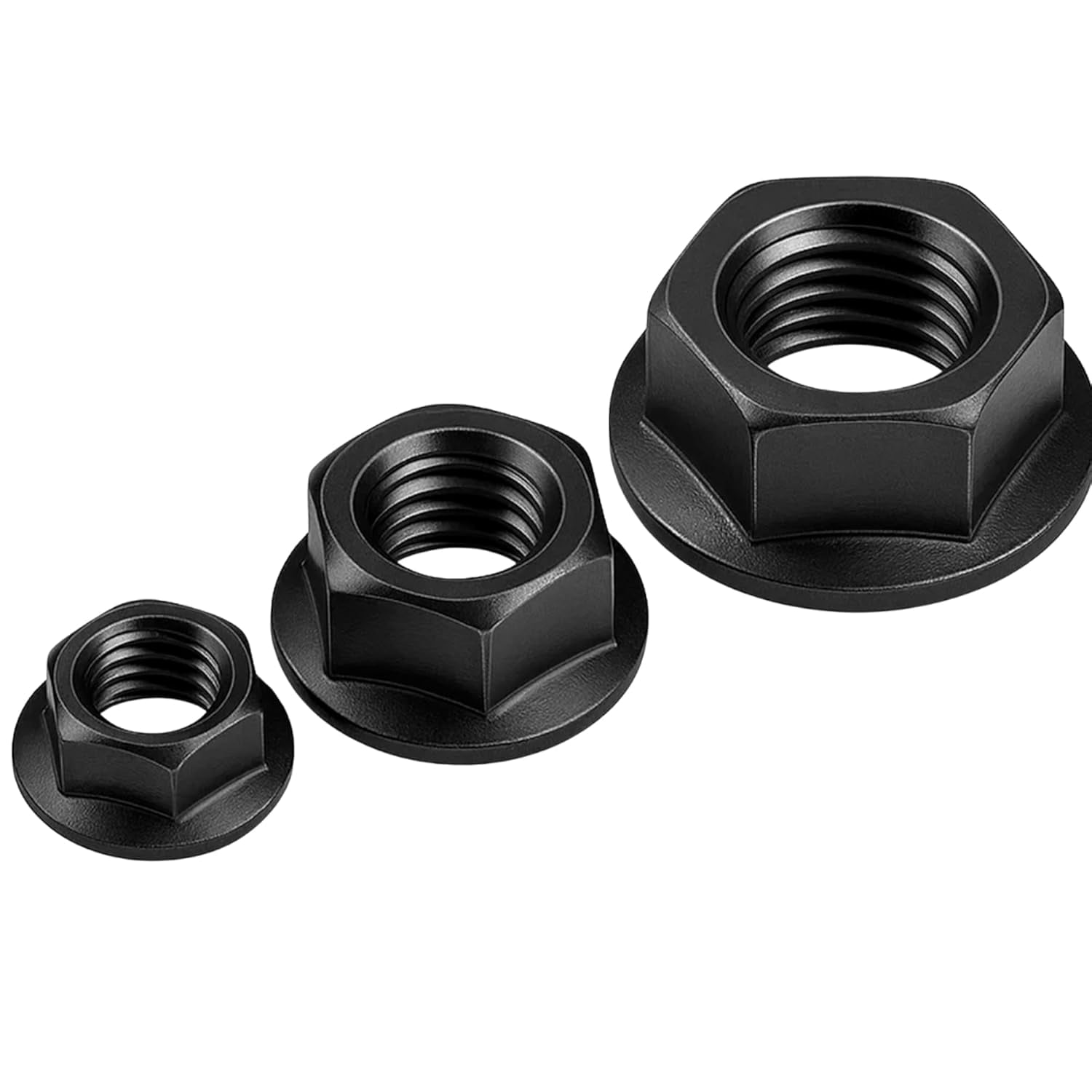 M6 x 1.0 Flange Nut – 25 Pack Black Zinc Steel, Grade 10.9 Nut with ...