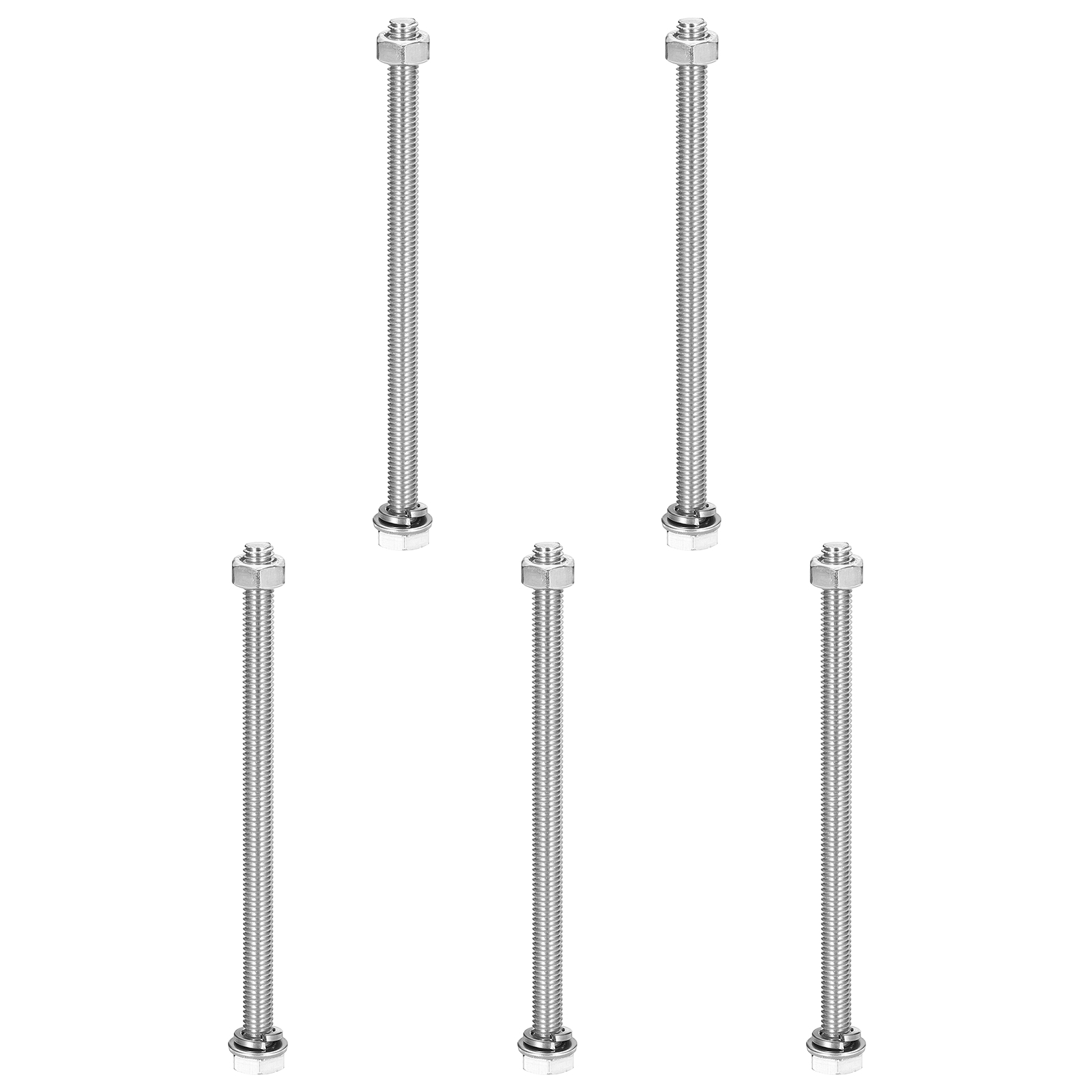M6 x 100mm 304 Stainless Steel Hex Head Screws Bolts, Nuts, Flat & Lock ...