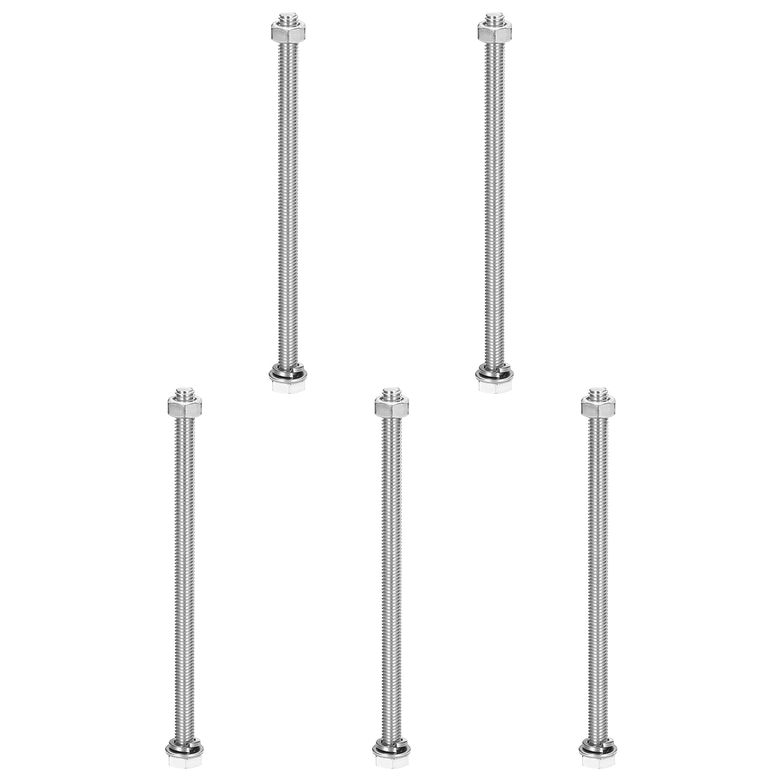 M6 x 130mm 304 Stainless Steel Hex Head Screws Bolts, Nuts, Flat & Lock ...