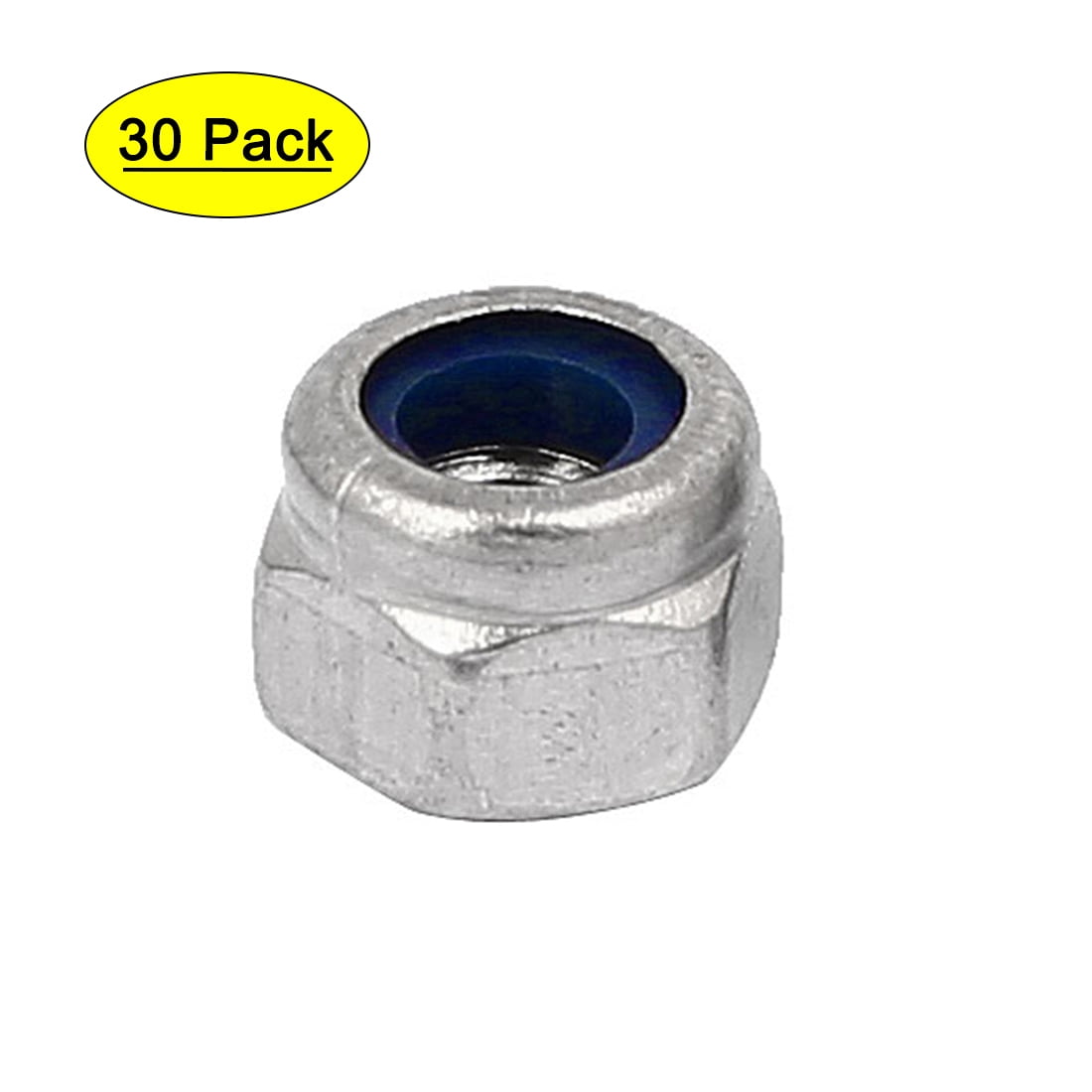 M6 x 1mm 304 Stainless Steel Nylock Nylon Insert Lock Nut Locknut 30Pcs ...
