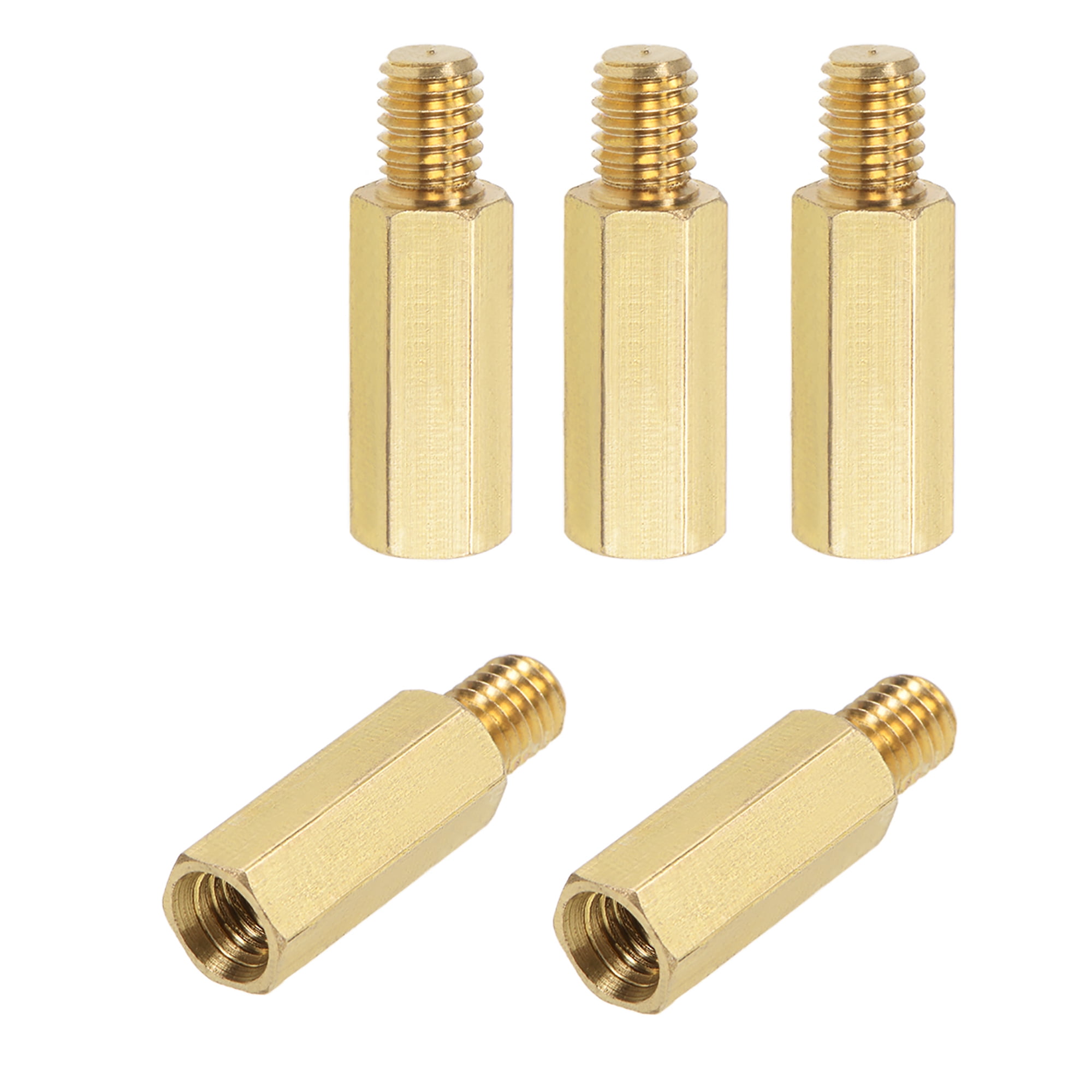 Uxcell M6 x 20 mm + 8 mm Male to Female Hex Brass Spacer Standoff 5 Pcs ...