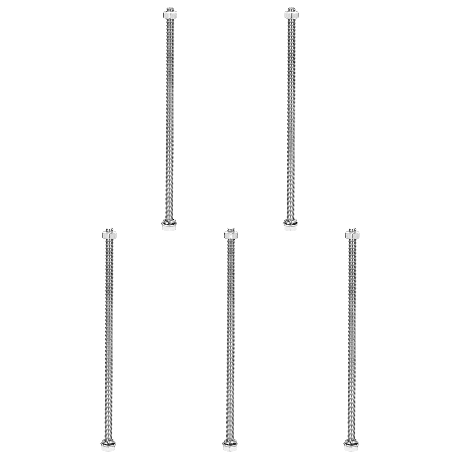 M6 x 200mm 304 Stainless Steel Hex Head Screws Bolts, Nuts, Flat & Lock ...