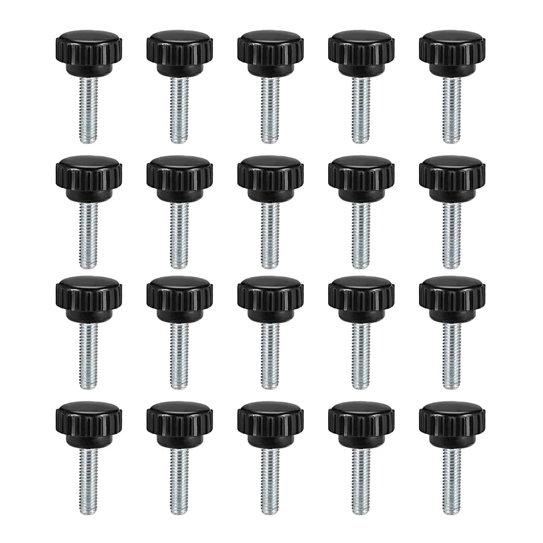 M6 x 20mm Metric Male Thread Knurled Clamping Knobs Grip Thumb Screw on Type Plastic Threaded ...