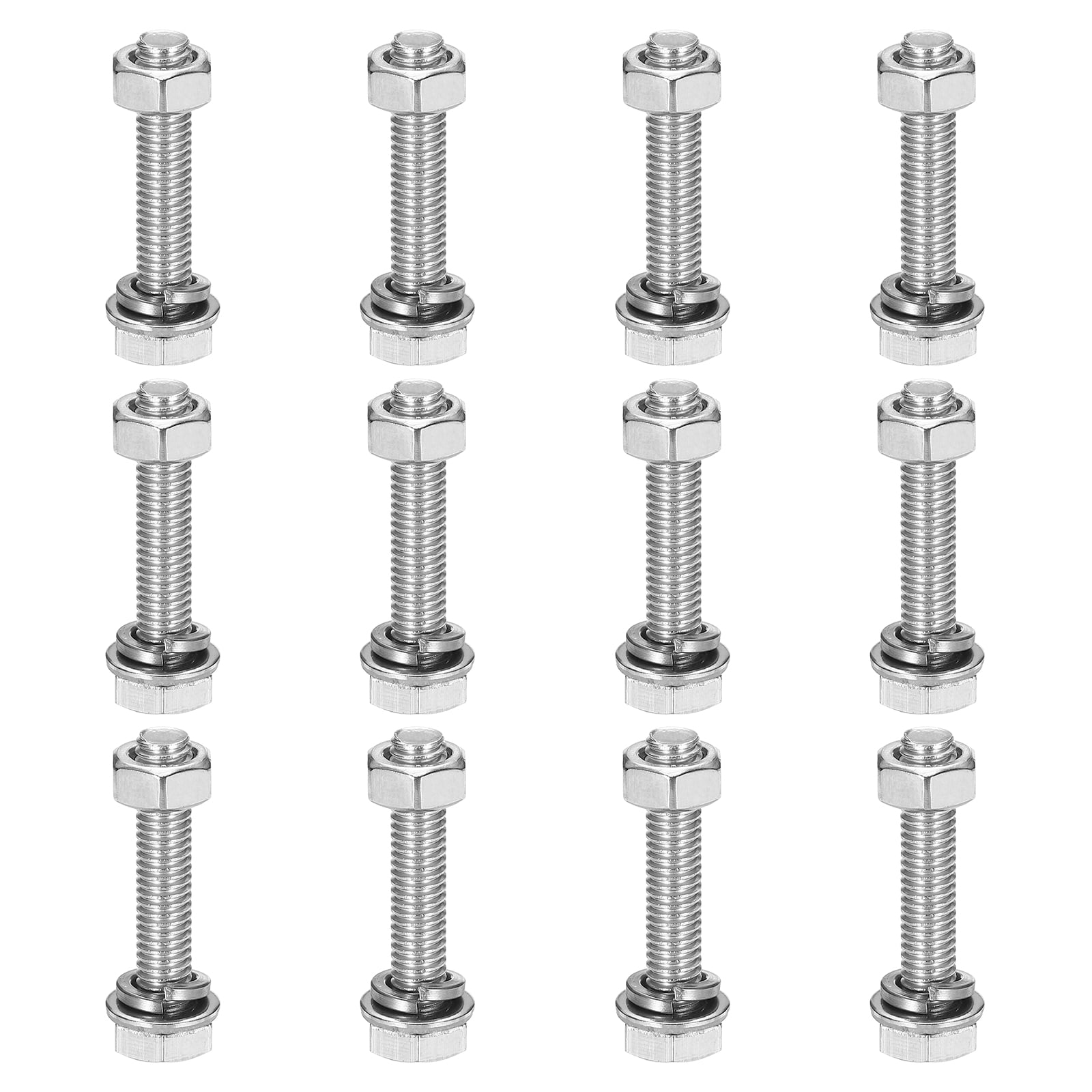 M6 x 30mm 304 Stainless Steel Hex Head Screws Bolts, Nuts, Flat & Lock ...