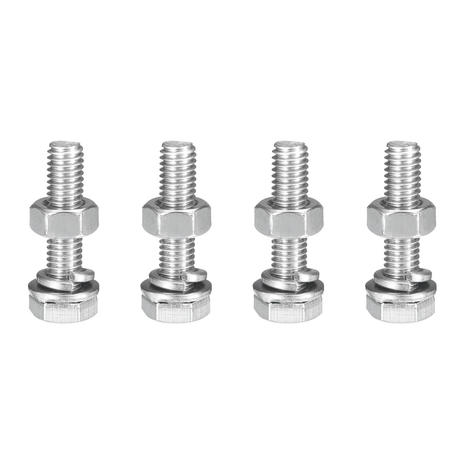 M6 x 30mm Hex Head Screws Bolts, Nuts, Flat & Lock Washers Kits, 304 ...