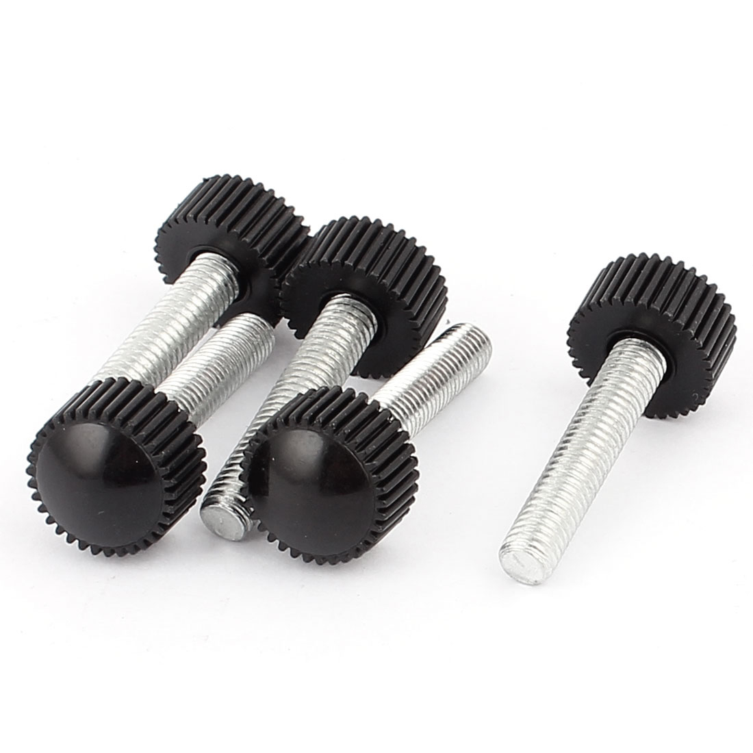 M6 x 30mm Round Head Screw On Straight Knurled Clamping Knob Grips ...