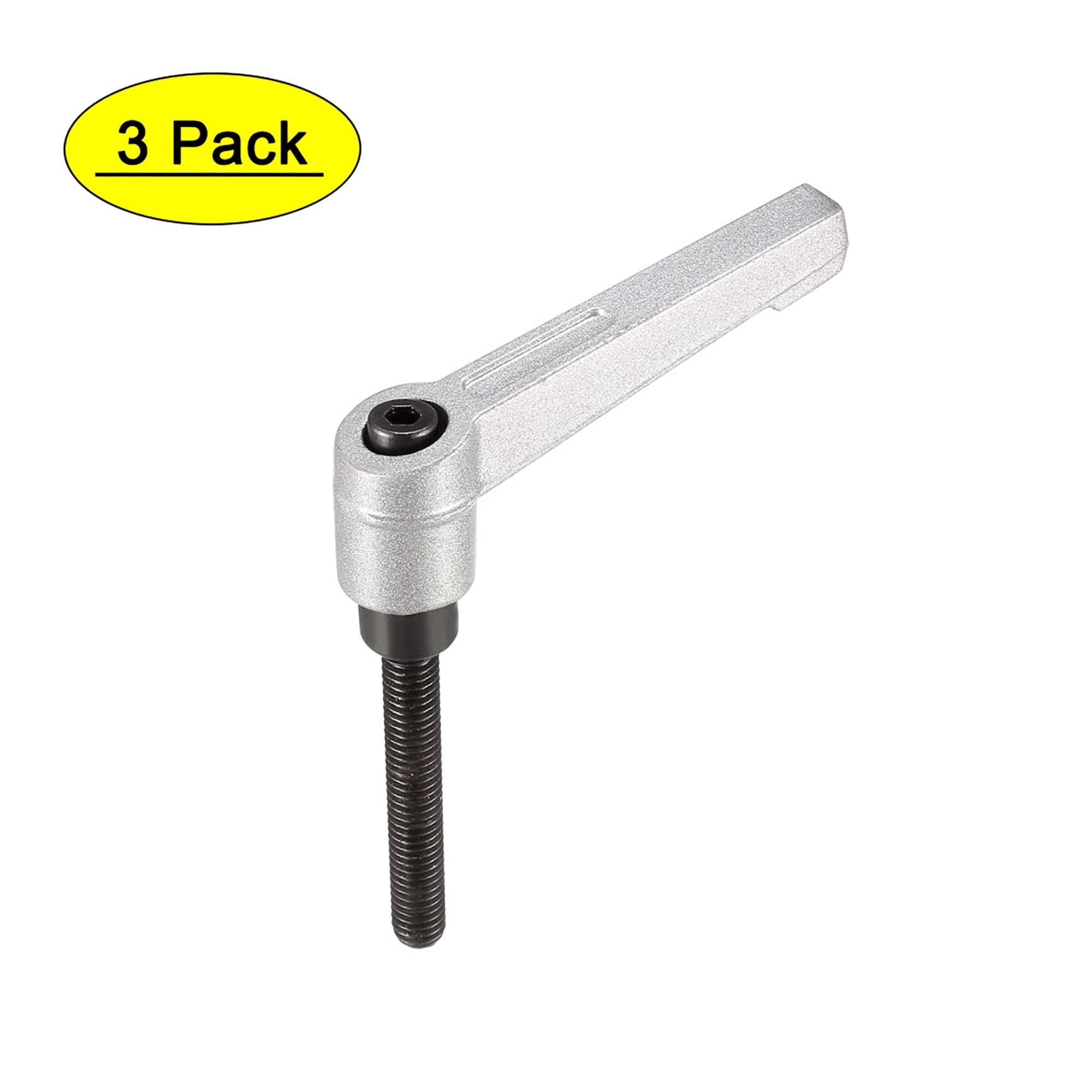 M6 x 40mm Metric Adjustable Clamping Lever Handle with Stud Silver Tone ...