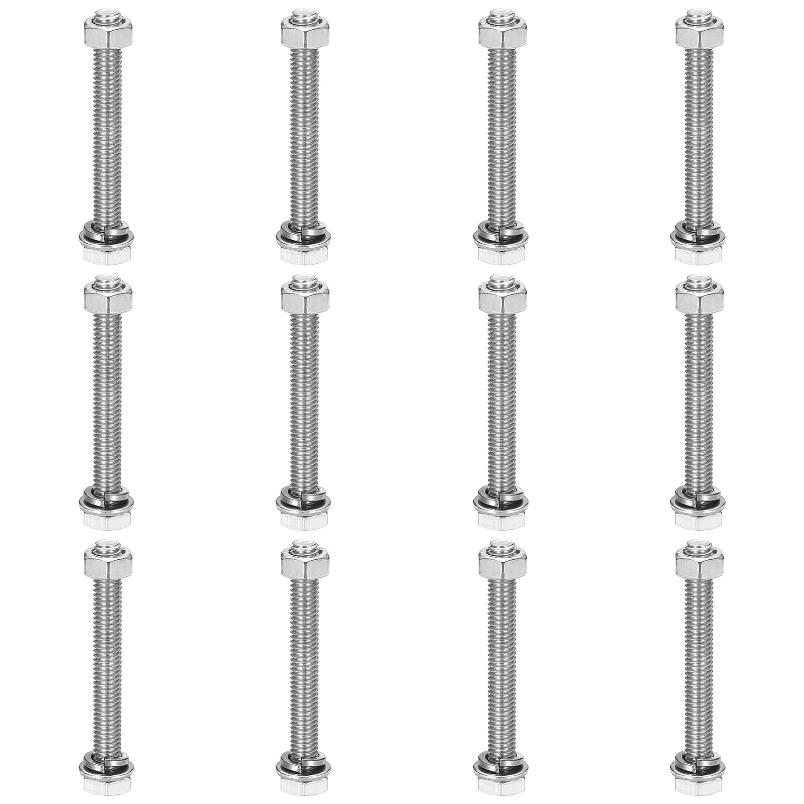 M6 x 50mm 304 Stainless Steel Hex Head Screws Bolts, Nuts, Flat & Lock Washers Assortment Kit ...