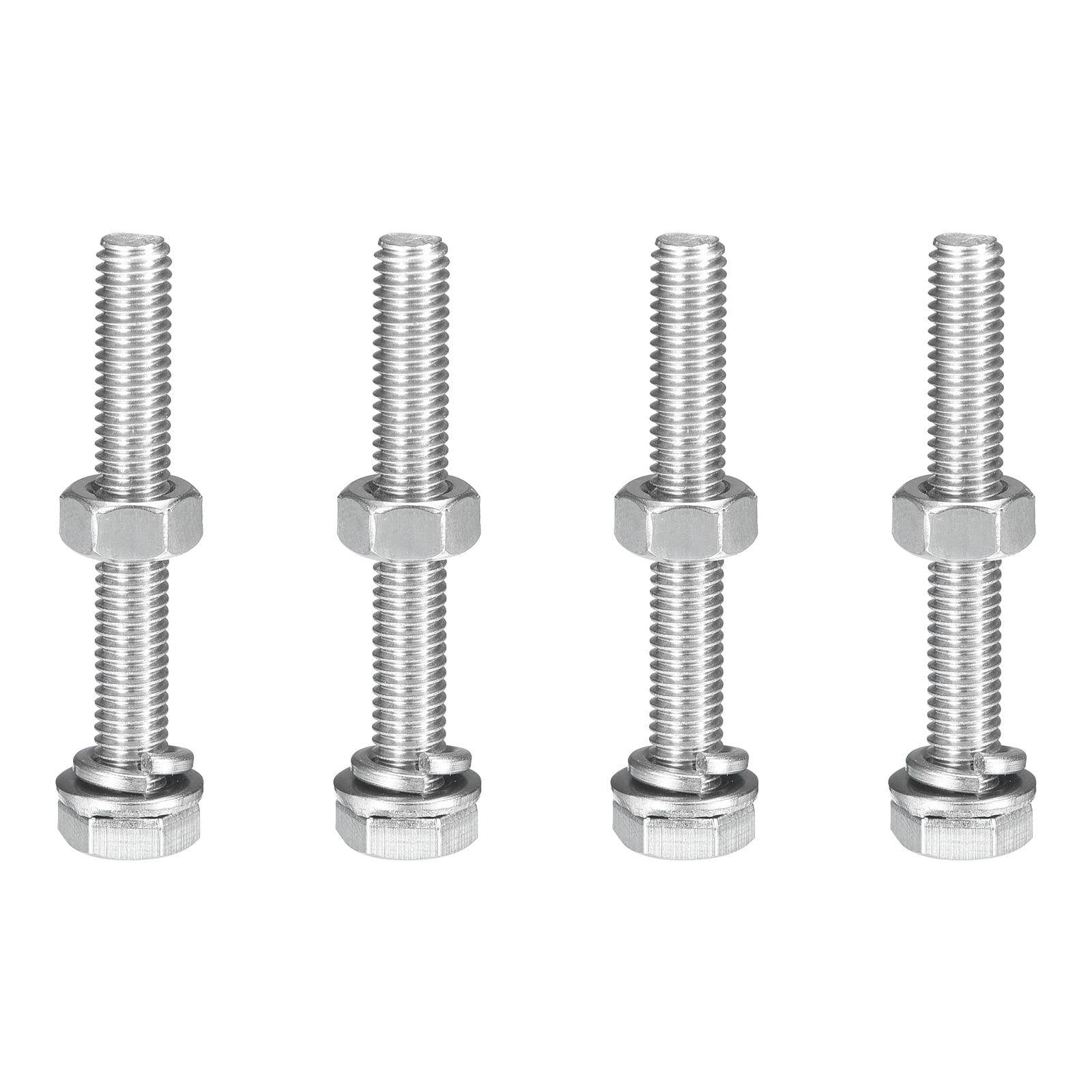 M6 x 50mm Hex Head Screws Bolts, Nuts, Flat & Lock Washers Kits, 304 Stainless Steel Fully ...