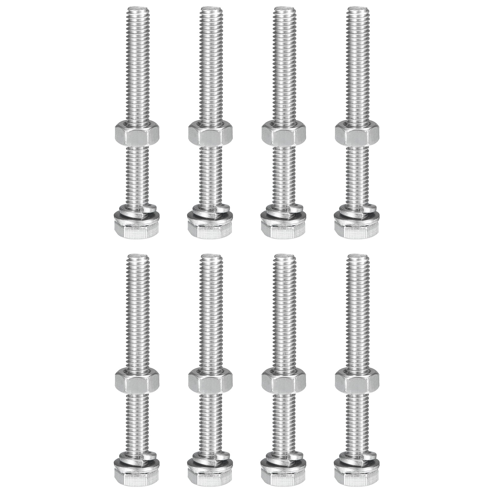 M6 x 60mm Hex Head Screws Bolts, Nuts, Flat & Lock Washers Kits, 304 ...