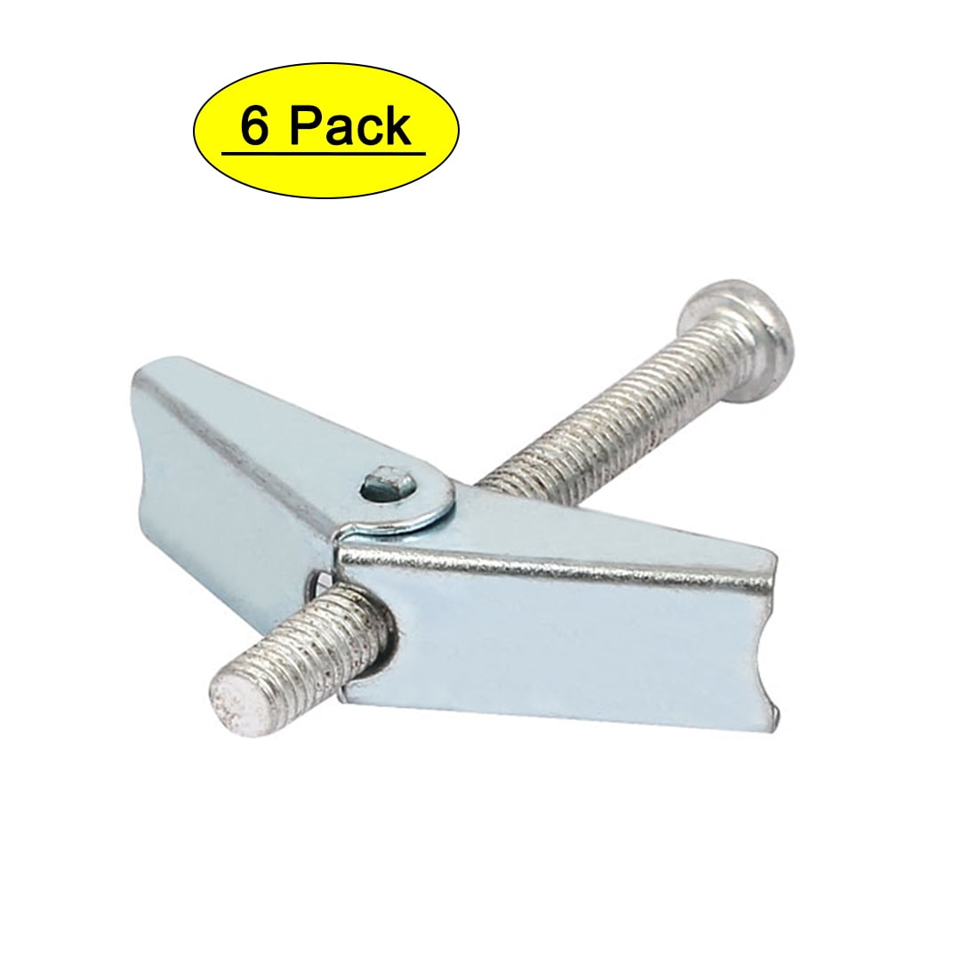 M6 x 60mm Male Thread Spring Loaded Hollow Wall Round Head Toggle Bolt ...