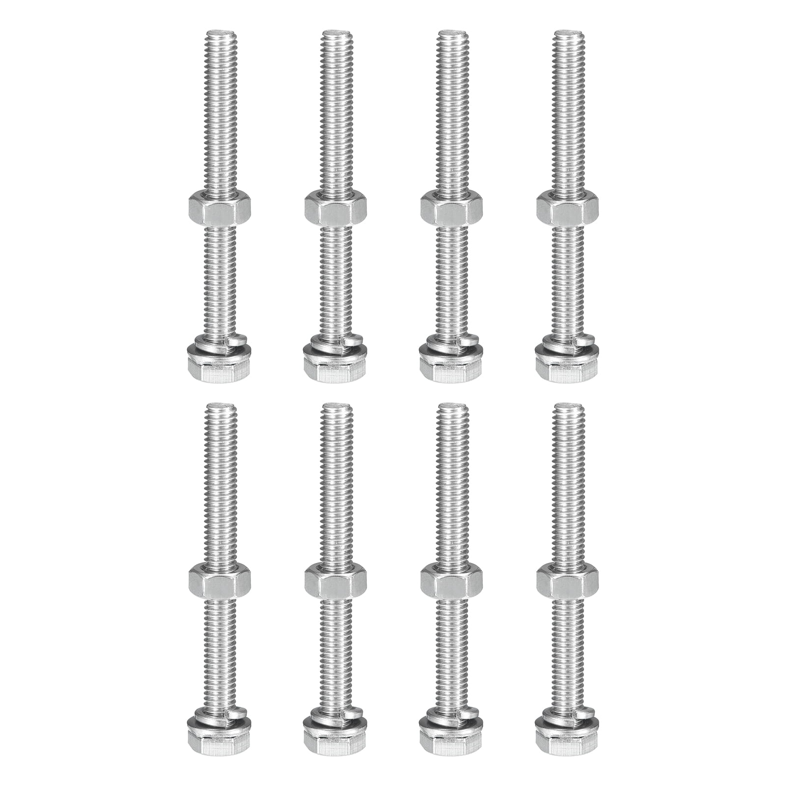 M6 x 65mm Hex Head Screws Bolts, Nuts, Flat & Lock Washers Kits, 304 Stainless Steel Fully ...