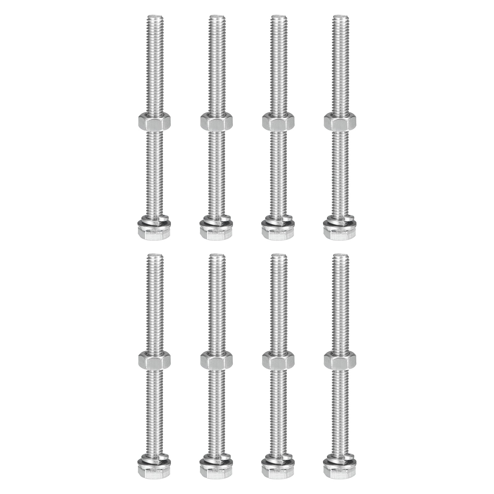 M6 x 80mm Hex Head Screws Bolts, Nuts, Flat & Lock Washers Kits, 304 ...