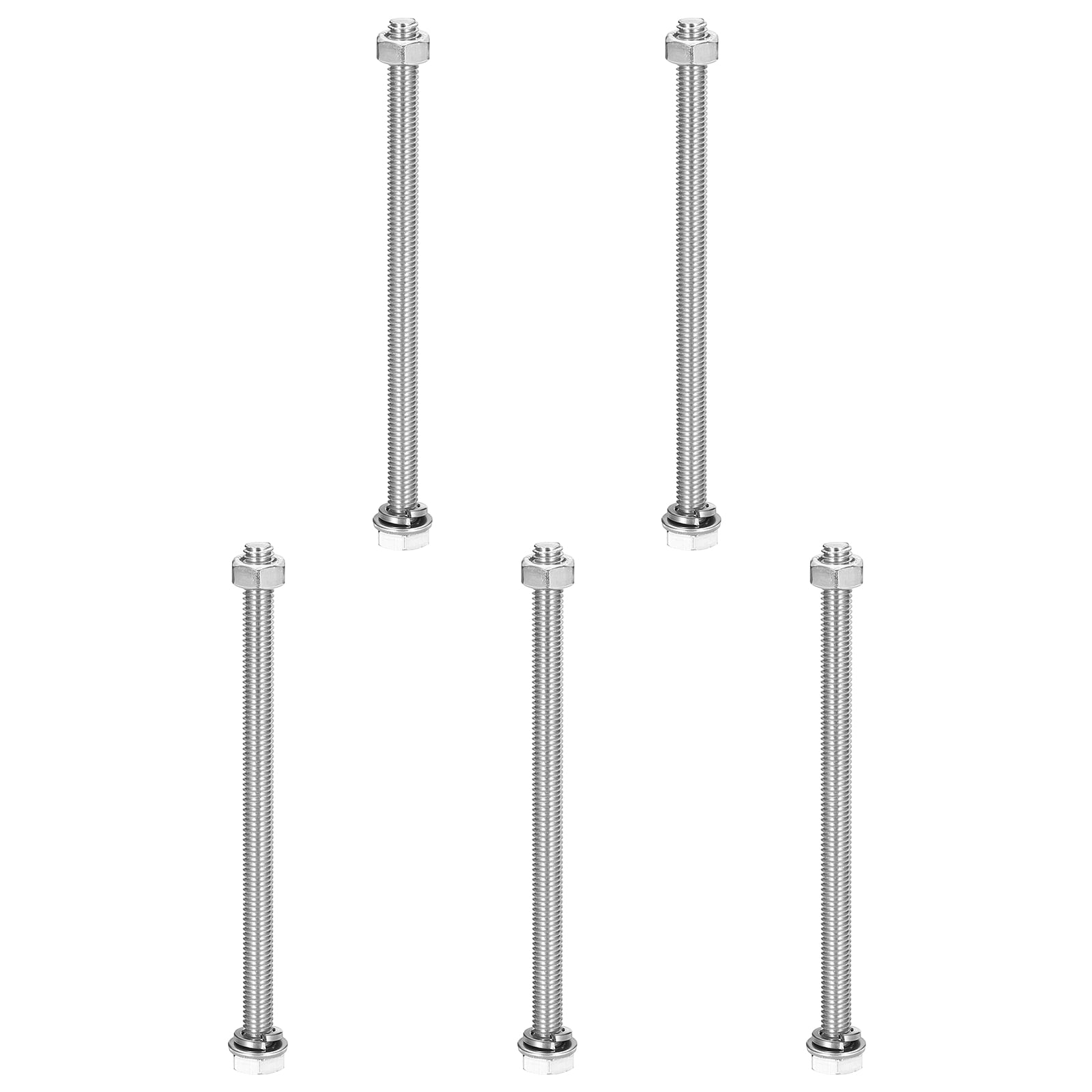 M6 x 95mm 304 Stainless Steel Hex Head Screws Bolts, Nuts, Flat & Lock Washers Assortment Kit, 5 ...