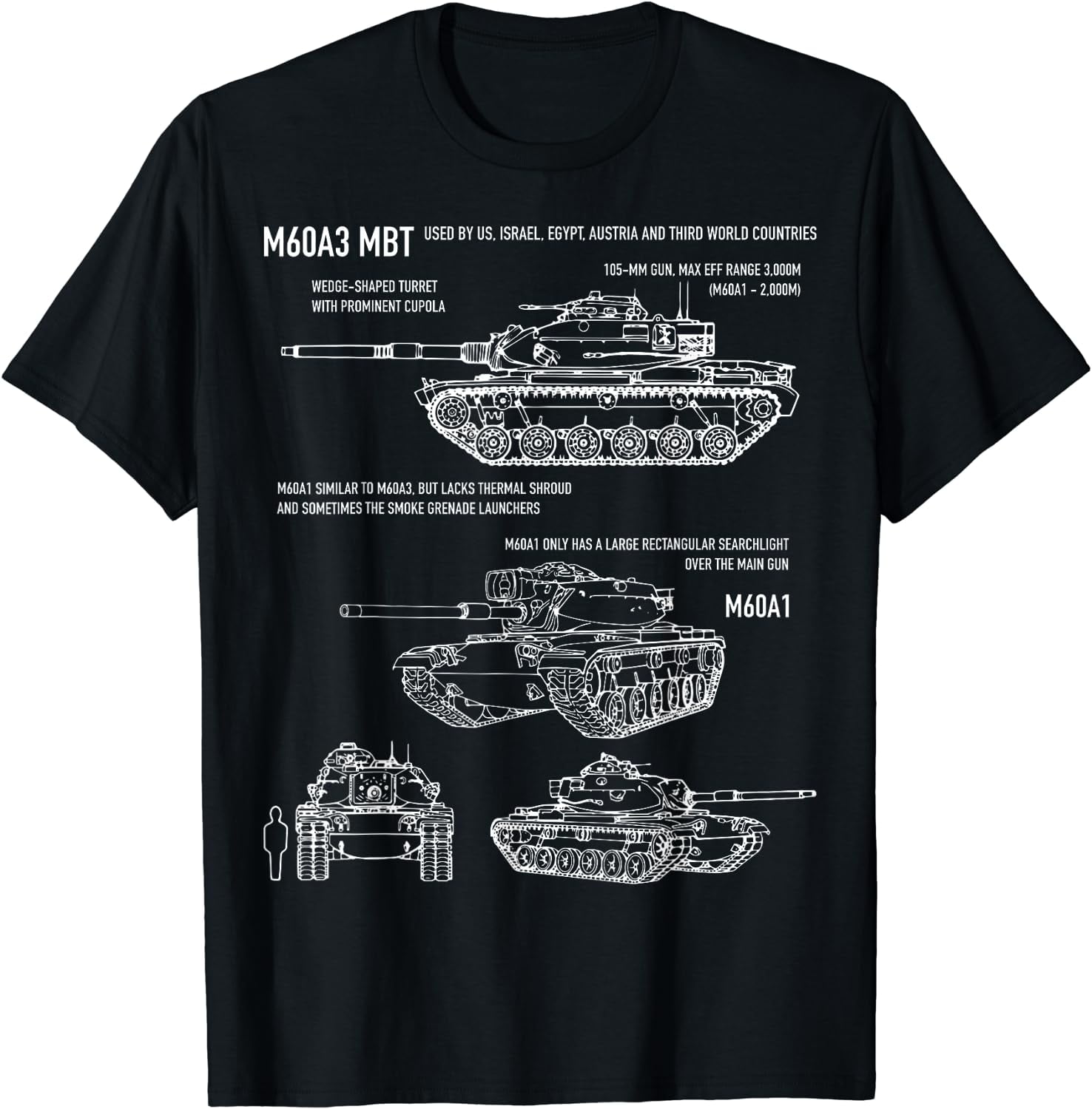 M60A3 Patton Tank Blueprint Recognition T-Shirt - Walmart.com
