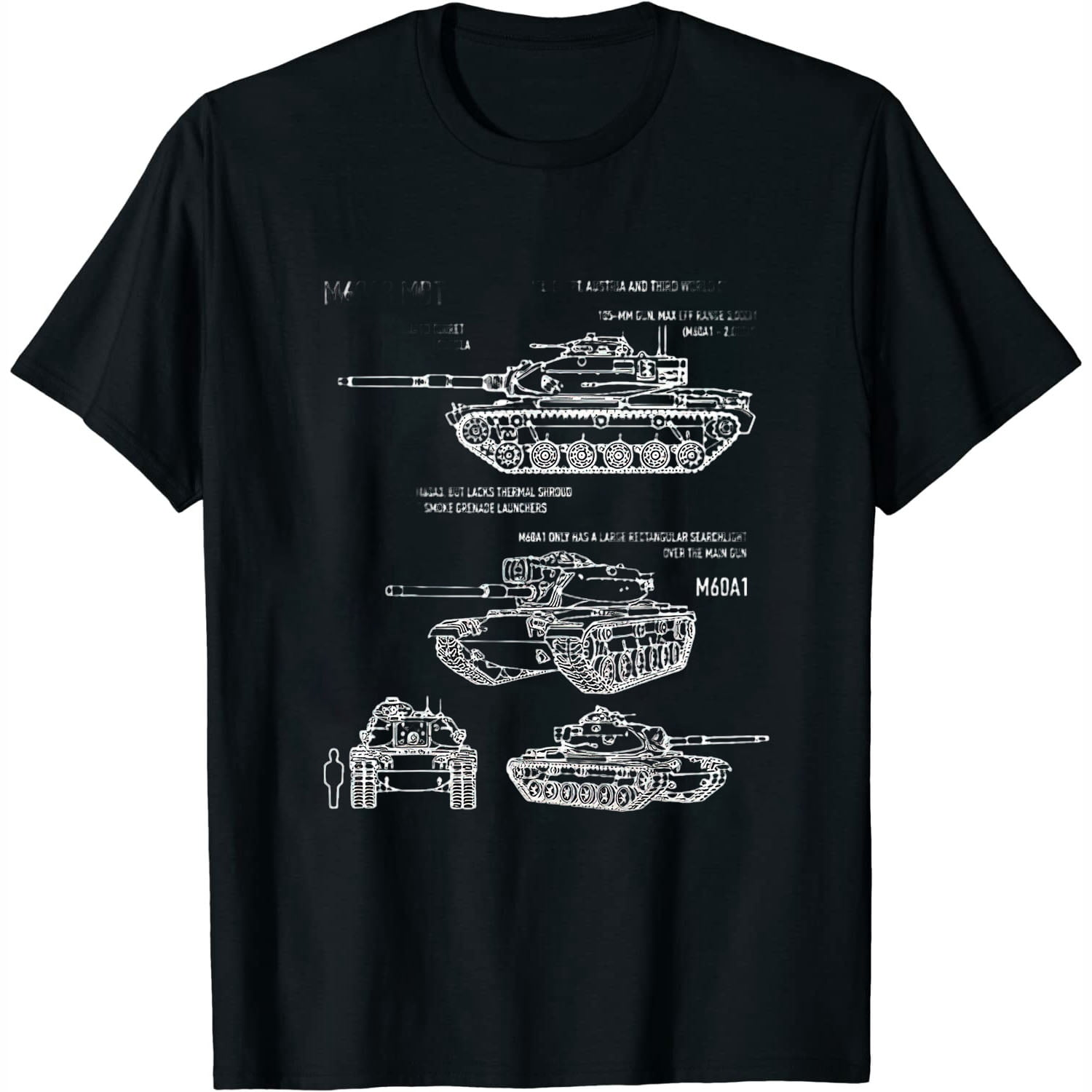 M60A3 Patton Tank Blueprint Recognition Womens T-Shirt Black 3XL ...