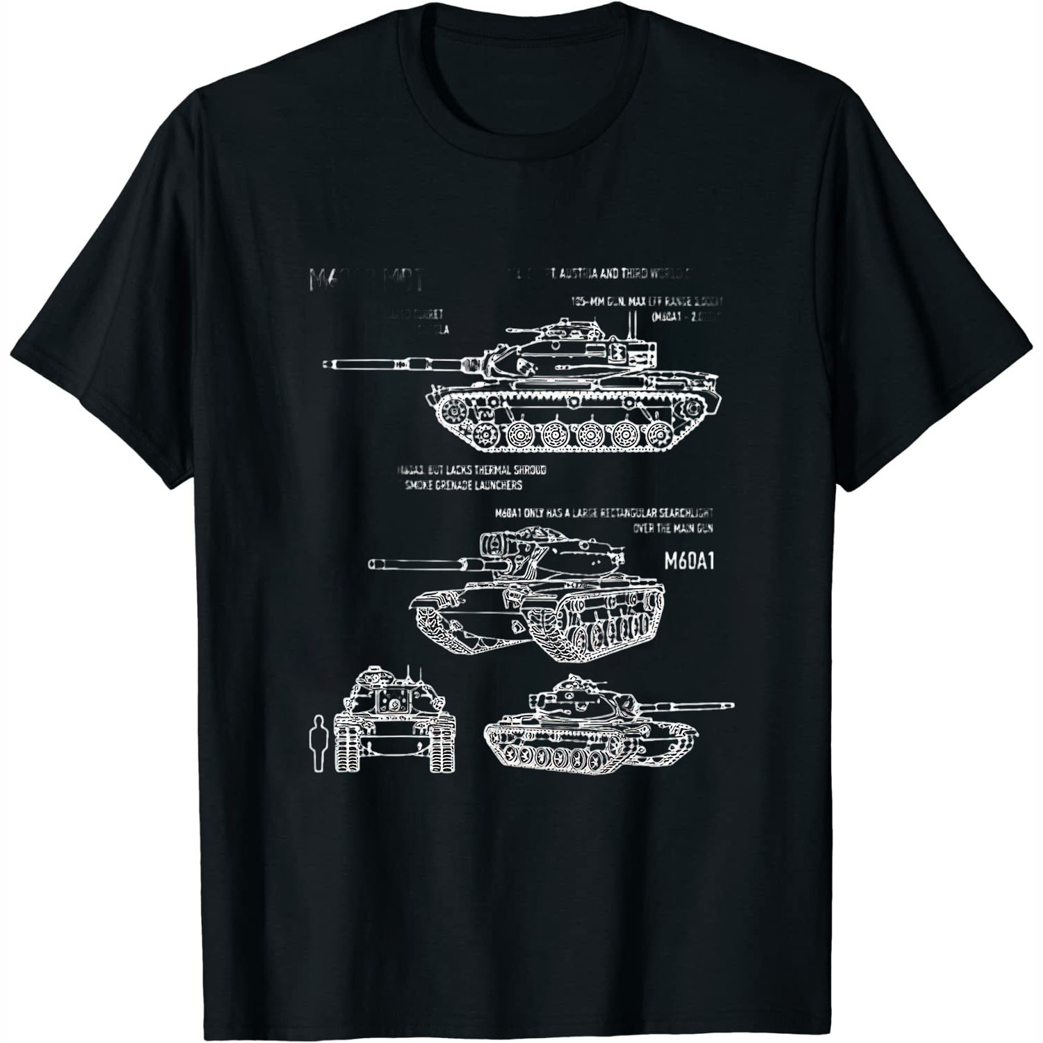M60A3 Patton Tank Blueprint Recognition Womens T-Shirt Black S ...