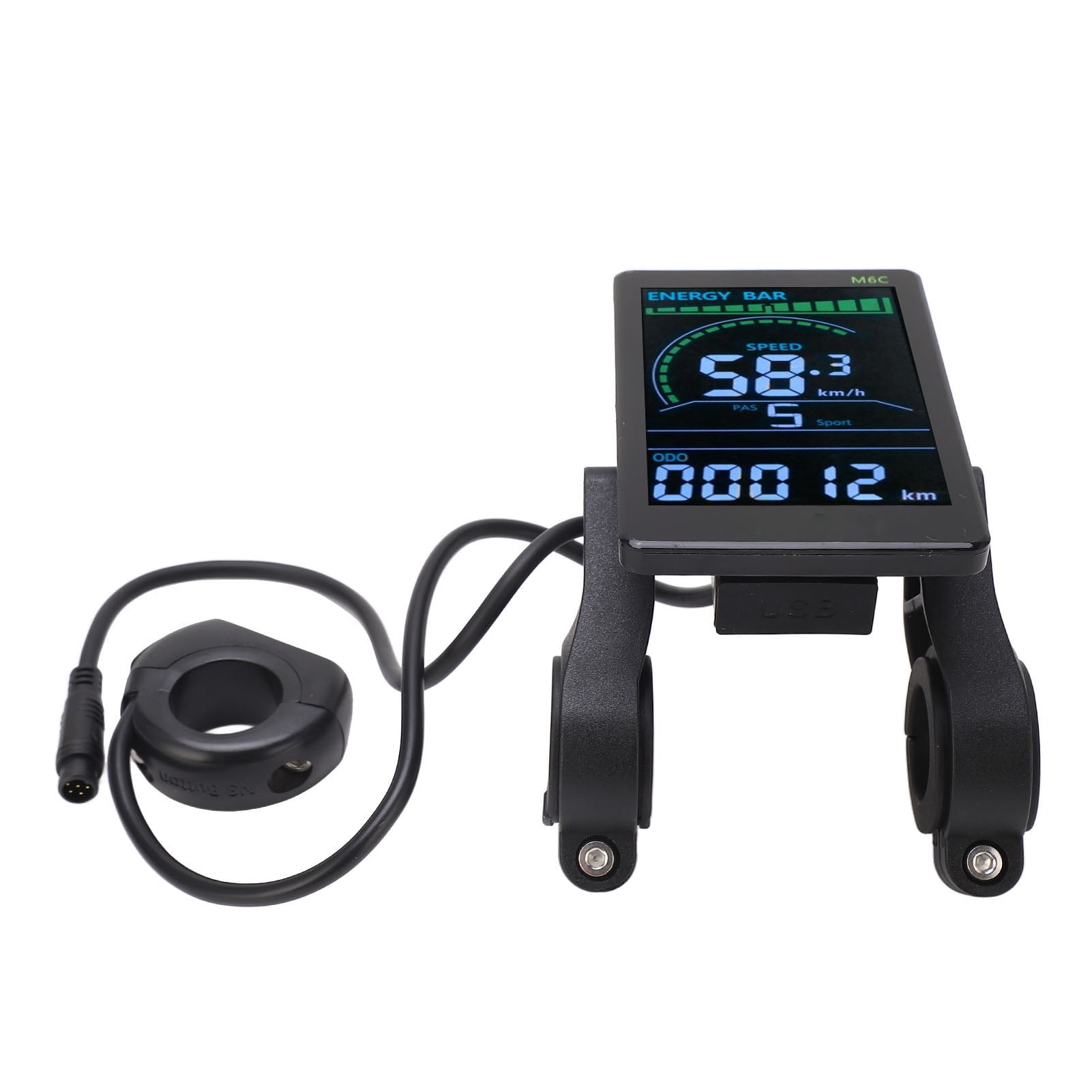 M6C Electric Bike LCD Display Meter ABS Electric Bike Display Screen Control Panel with 6 Pin ...