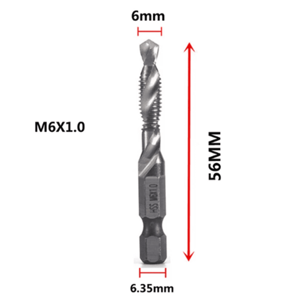 M6X1.0mm High-Speed Steel 4341 Titanium Plated Composite Tap Drill and ...