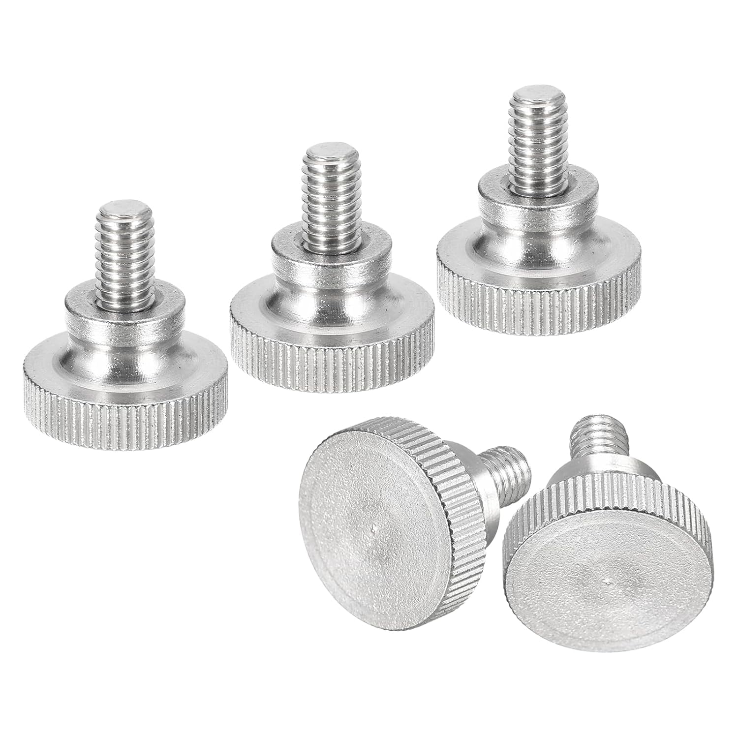 M6x10mm Knurled Thumb Screws, 5pcs 304 Stainless Steel Flat Knurled Head Thumb Screws Bolts with ...