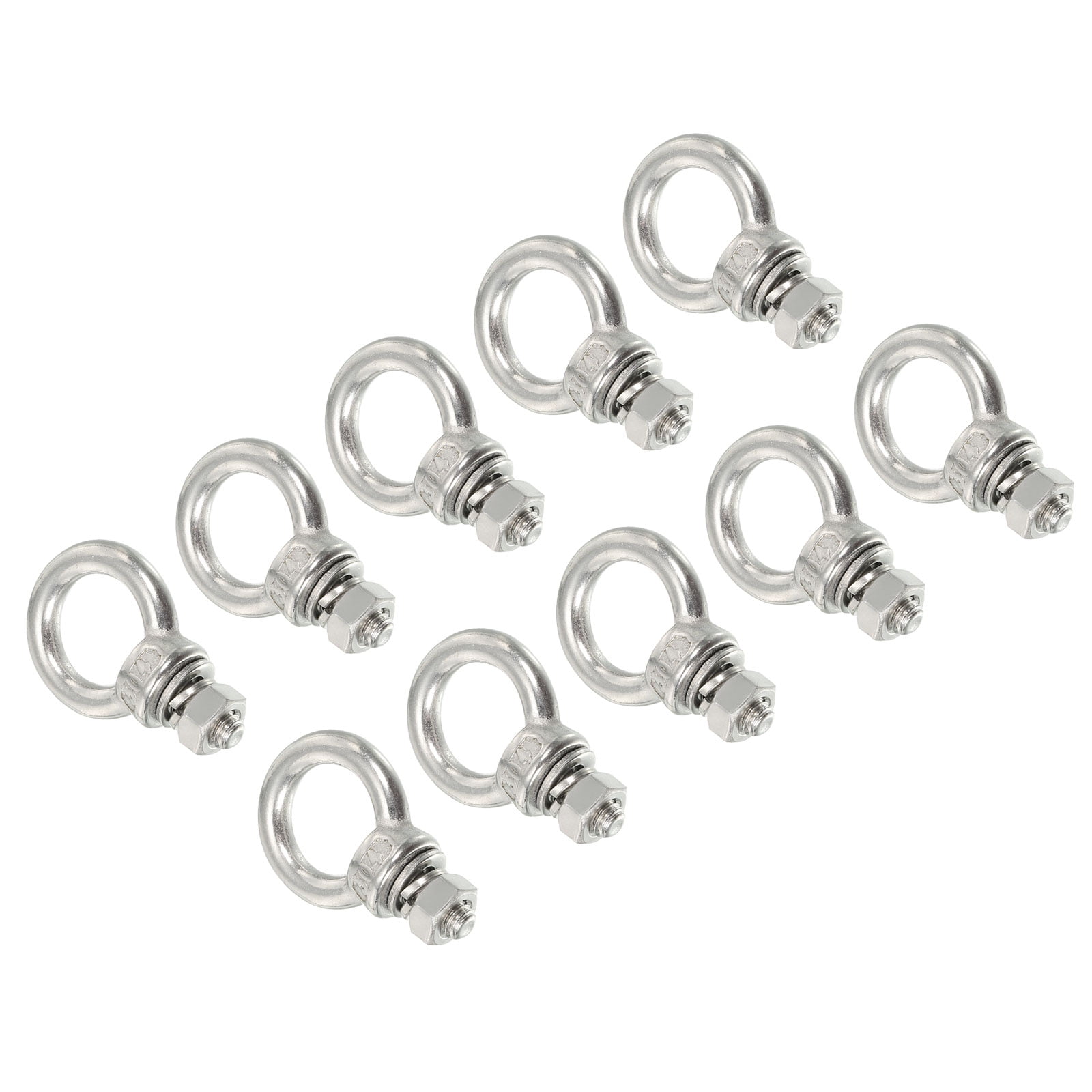 M6x12 1/4"x1/2" Stainless Steel Eye Bolts Threaded Screw Eyebolt ...