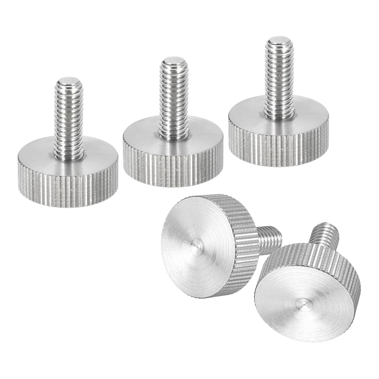 M6x16mm Knurled Thumb Screws, 5pcs 304 Stainless Steel Flat Knurled Head Fully Threaded Thumb ...