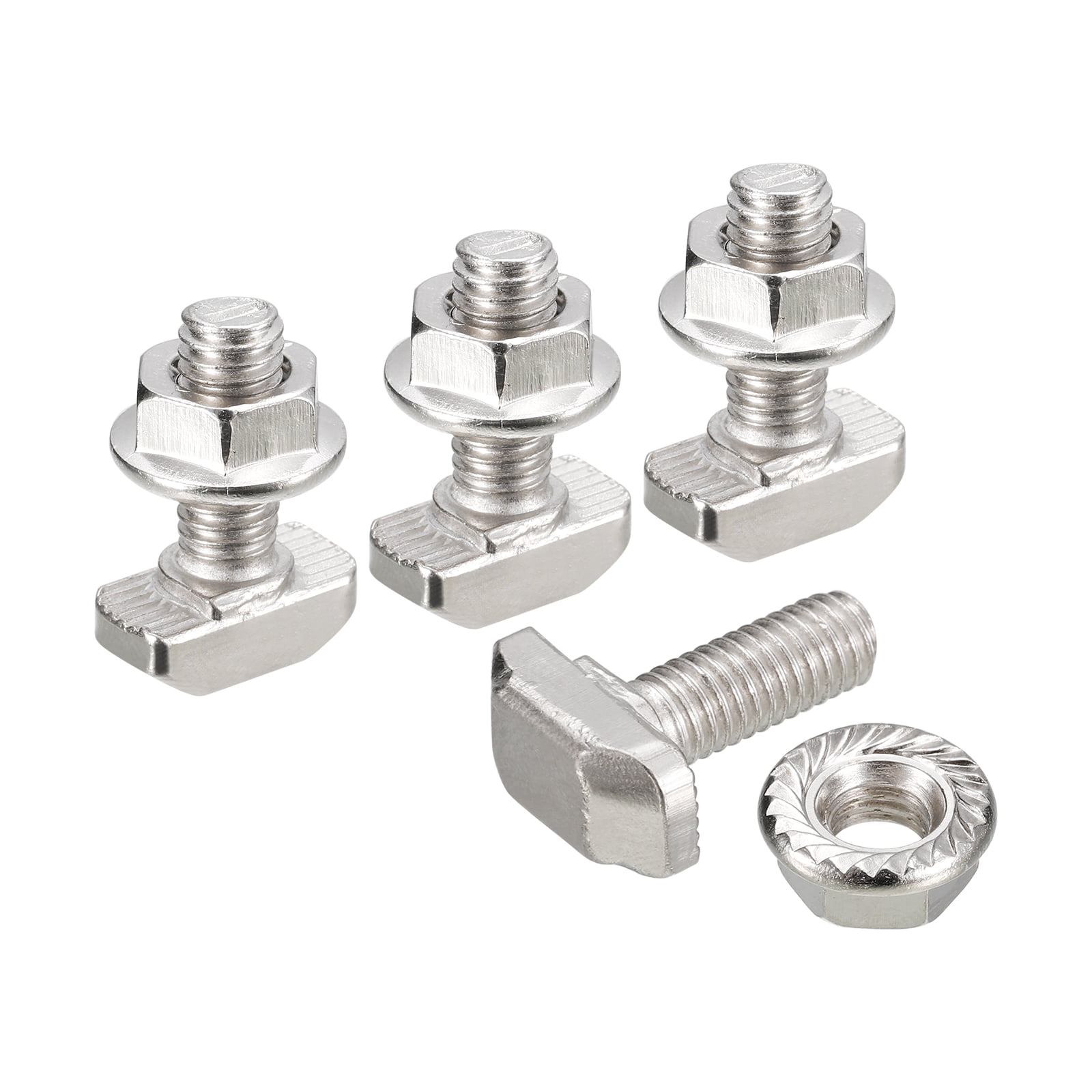 M6x16mm T Slot Drop in Bolt and M6 Hexagon Flange Nut Set 10 Sets T ...