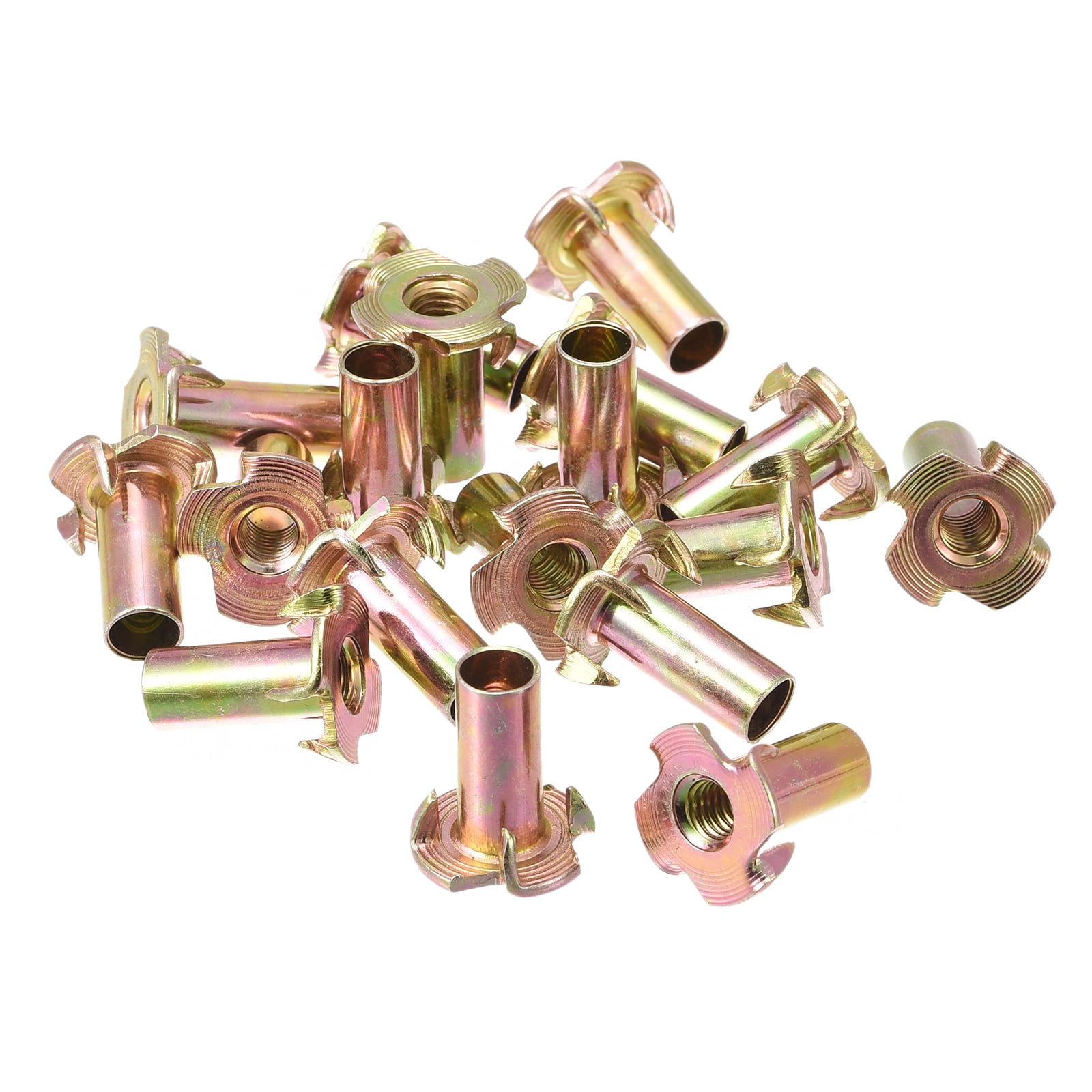 M6x20mm T-Nuts 4 Pronged Tee Nut Carbon Steel Color Zinc Plating 24 ...