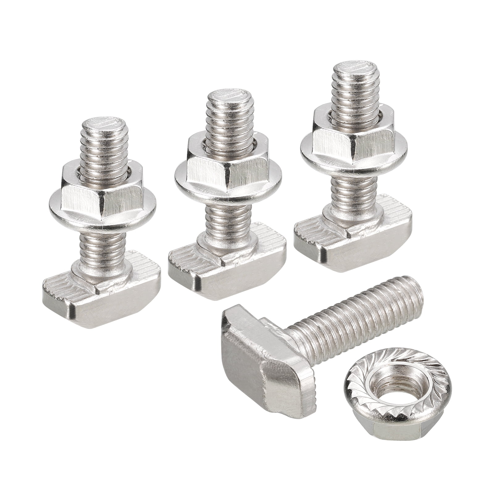 M6x20mm T Slot Drop in Bolt and M6 Hexagon Flange Nut Set 10 Sets T ...